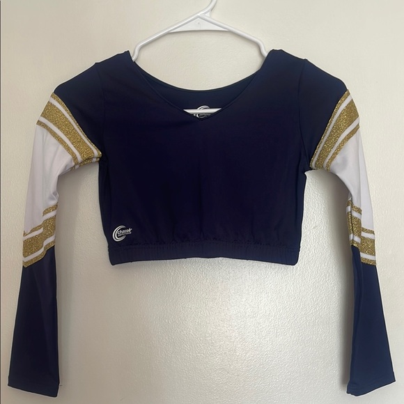 Chassé | Shirts & Tops | Cheerleading Navy And Gold Long Sleeve Crop ...